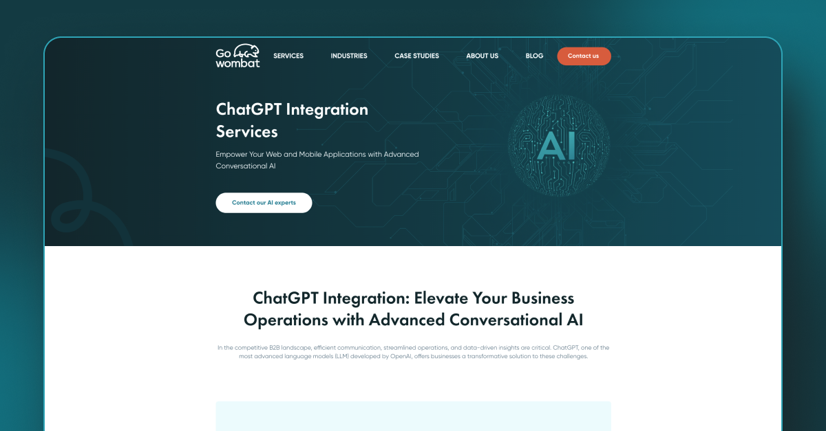 ChatGPT Integration Services - Go Wombat OU