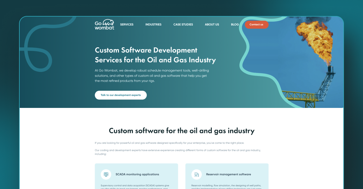 Custom Oil and Gas Software Development Services - Go Wombat OU