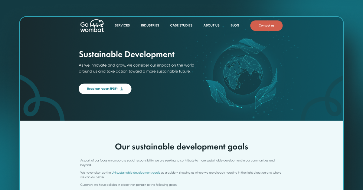 Go Wombat's sustainable development initiatives - Go Wombat OU